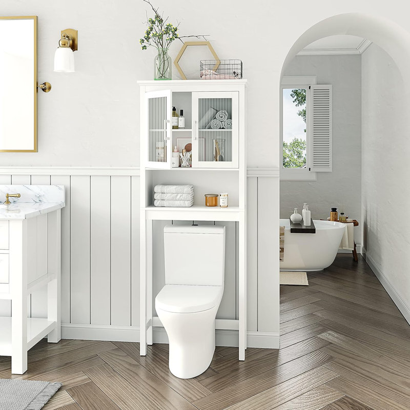 VIVELLE Freestanding Over The Toilet Storage Red Barrel Studio Finish White